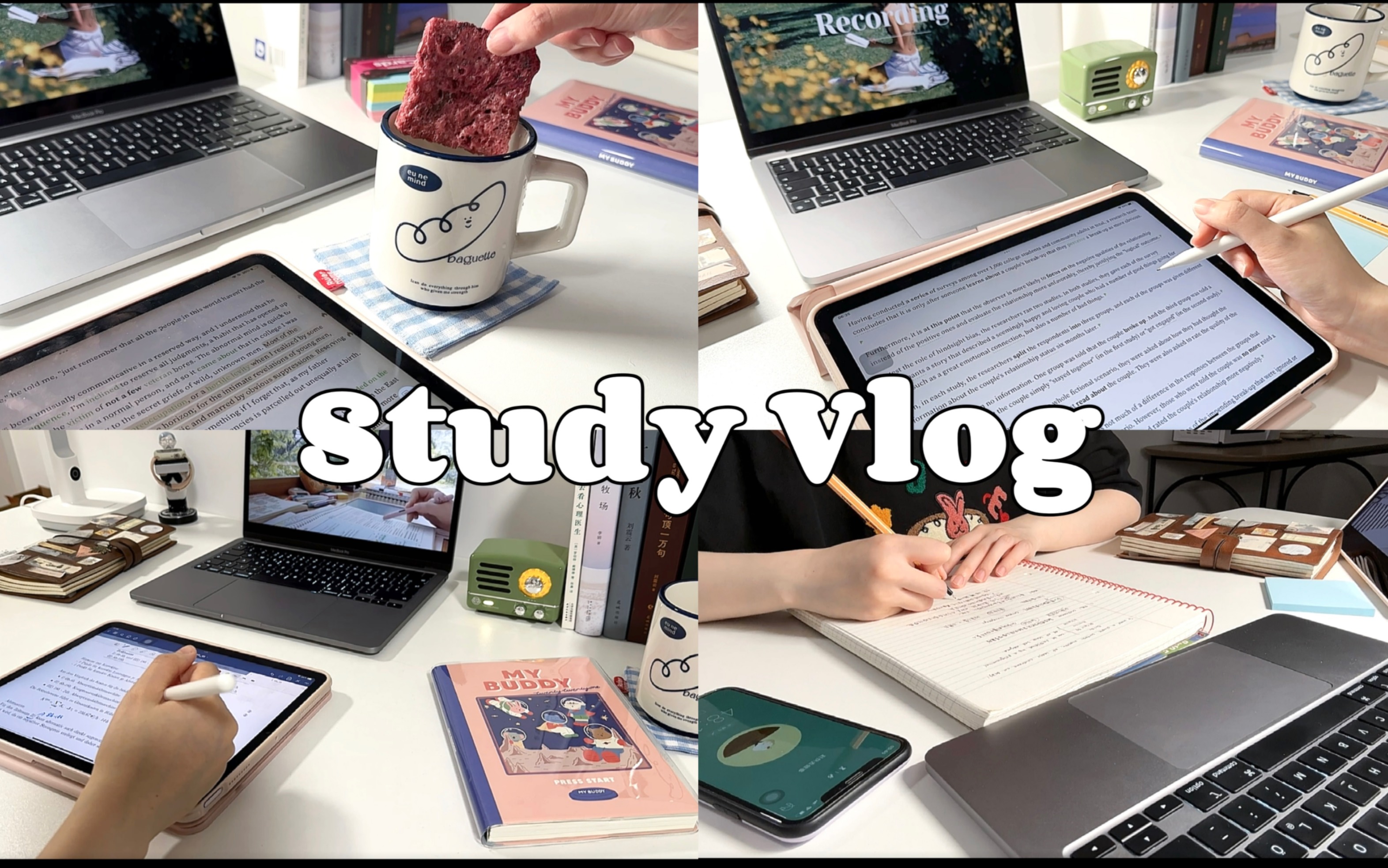 Study Vlog｜5点早起学习⏰study with me🎵猫王小王子音响-川和木子-川和木子-哔哩哔哩视频