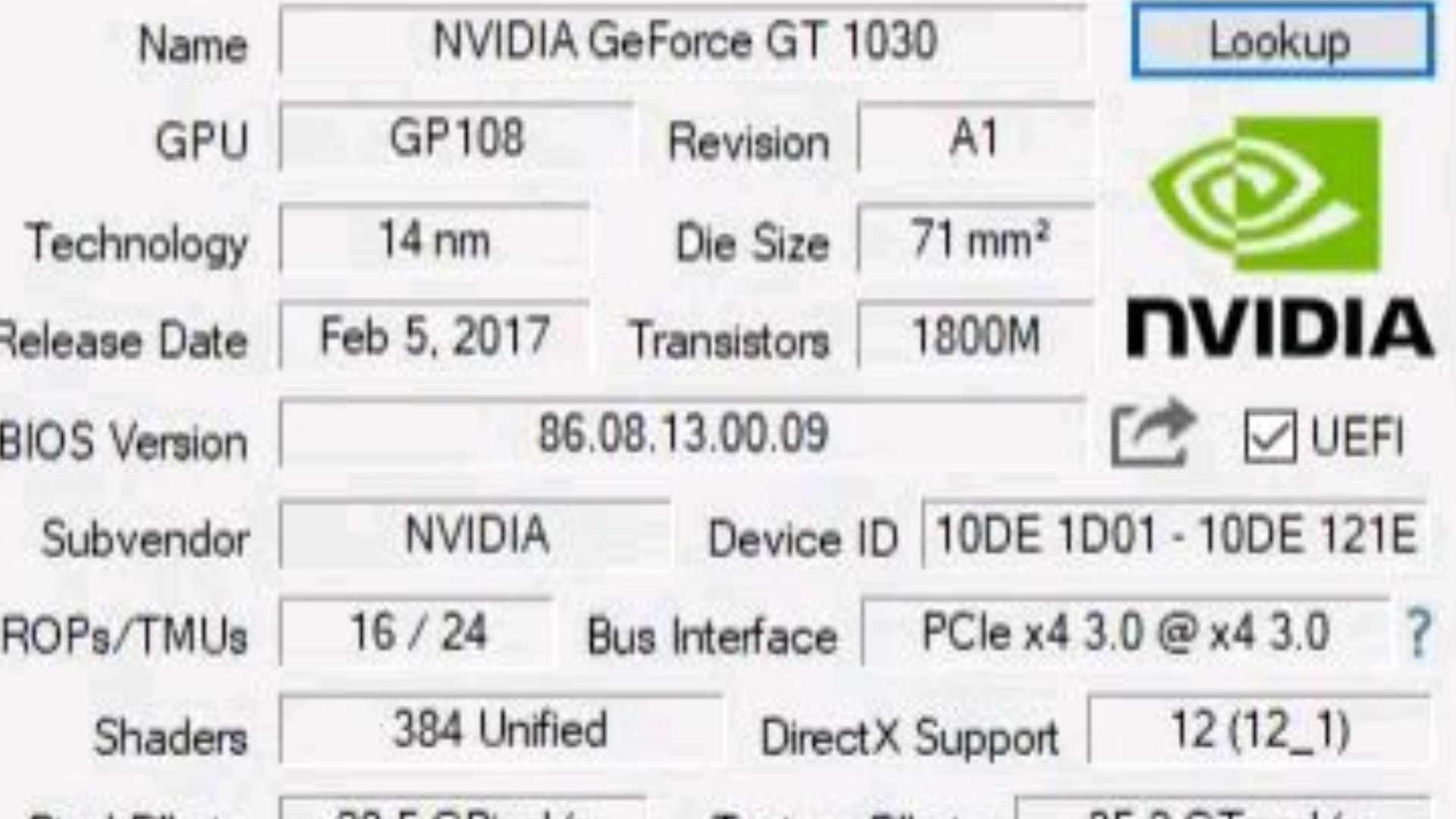 英伟达NVIDIA GEFORCE GT 1030显卡GPU-Z参数和3DMARK TIMESPY测试得分！-欢欢的可乐-欢欢的可乐-哔哩哔哩视频