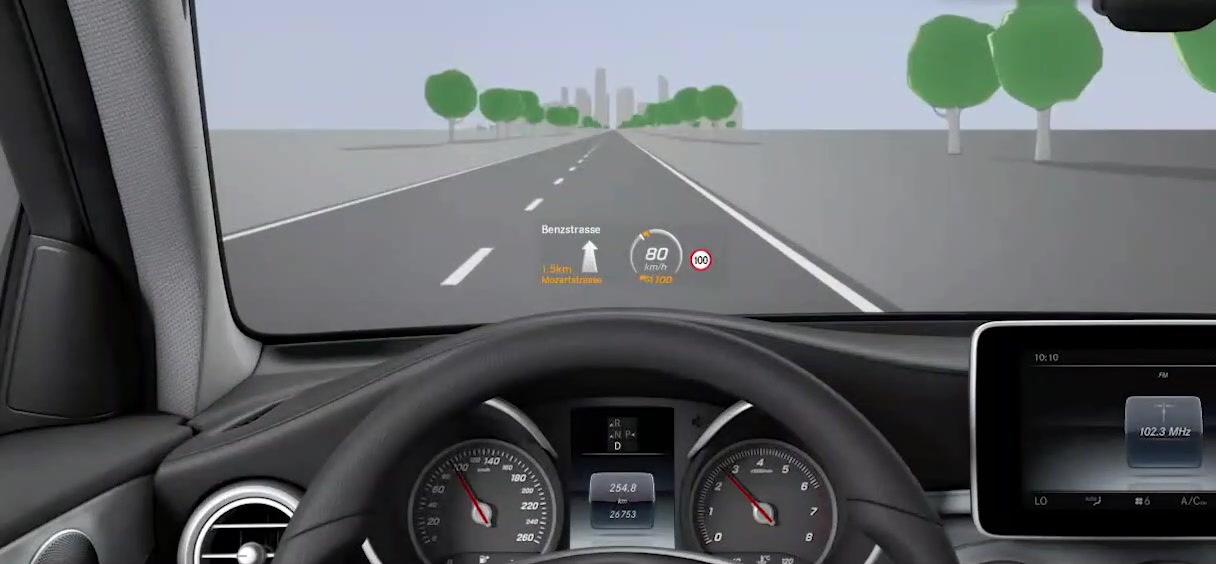 奔驰HUD抬头显示功能演示，一看就懂_哔哩哔哩_bilibili