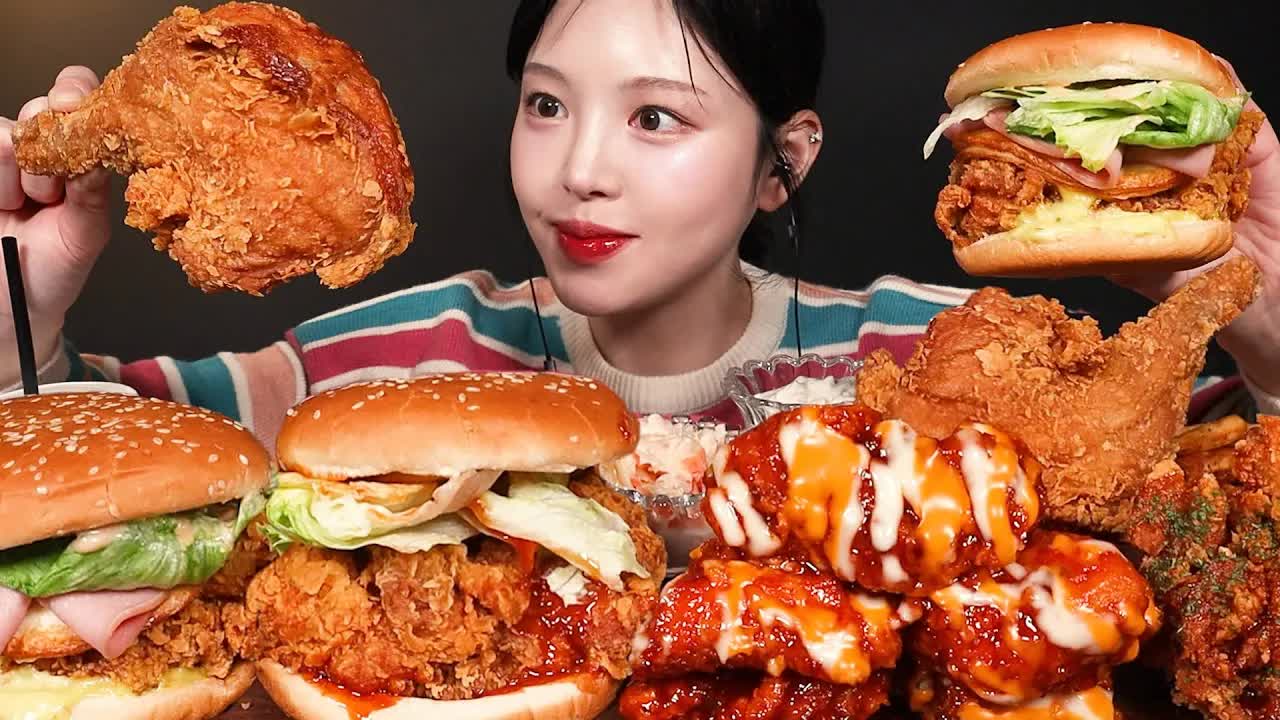 【Boki 中字】巨型炸鸡腿、热奶酪鸡、辣鸡汉堡-Boki福姬-Boki福姬-哔哩哔哩视频