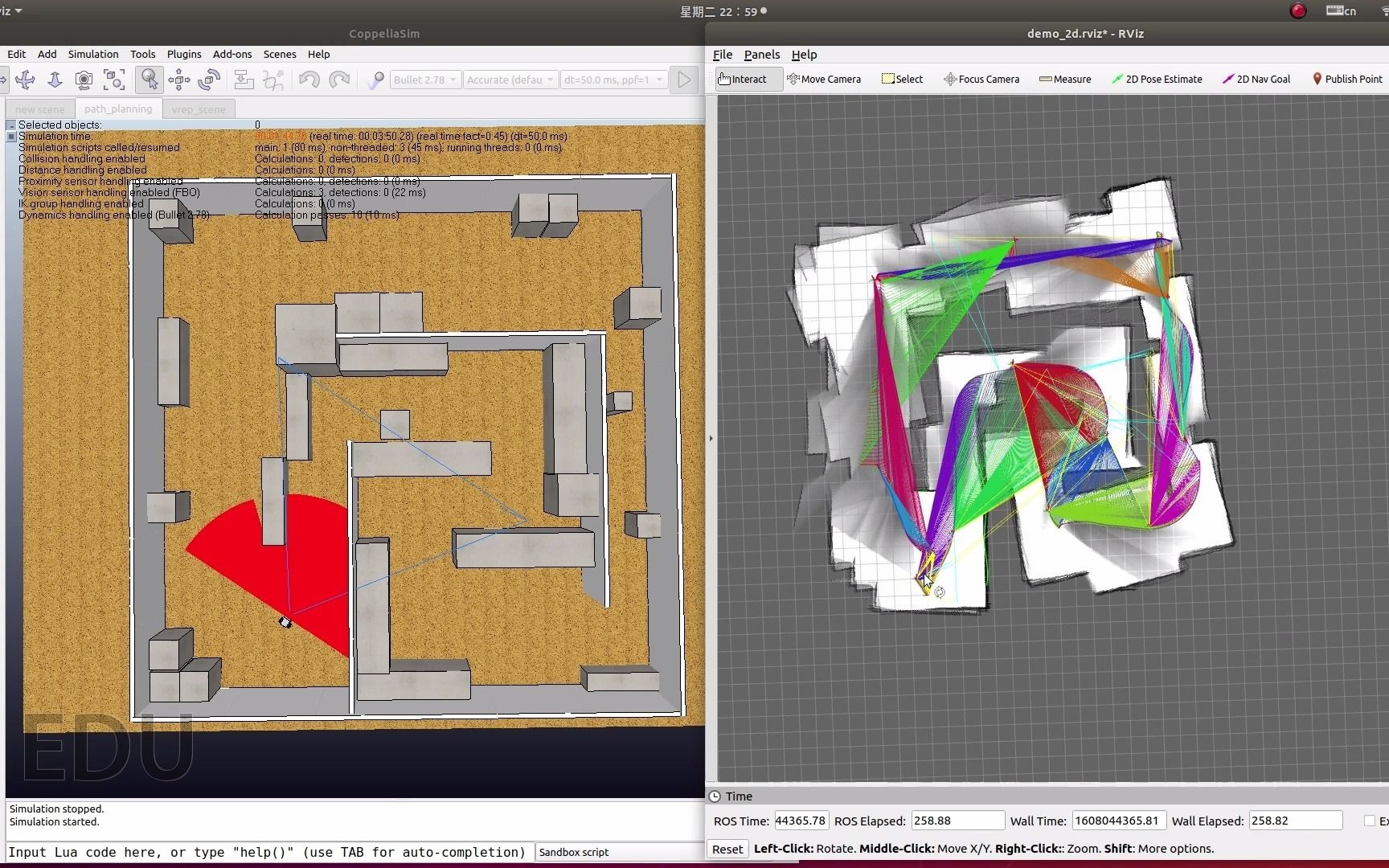 在coppeliasim上使用cartographer进行2D SLAM效果演示_哔哩哔哩_bilibili