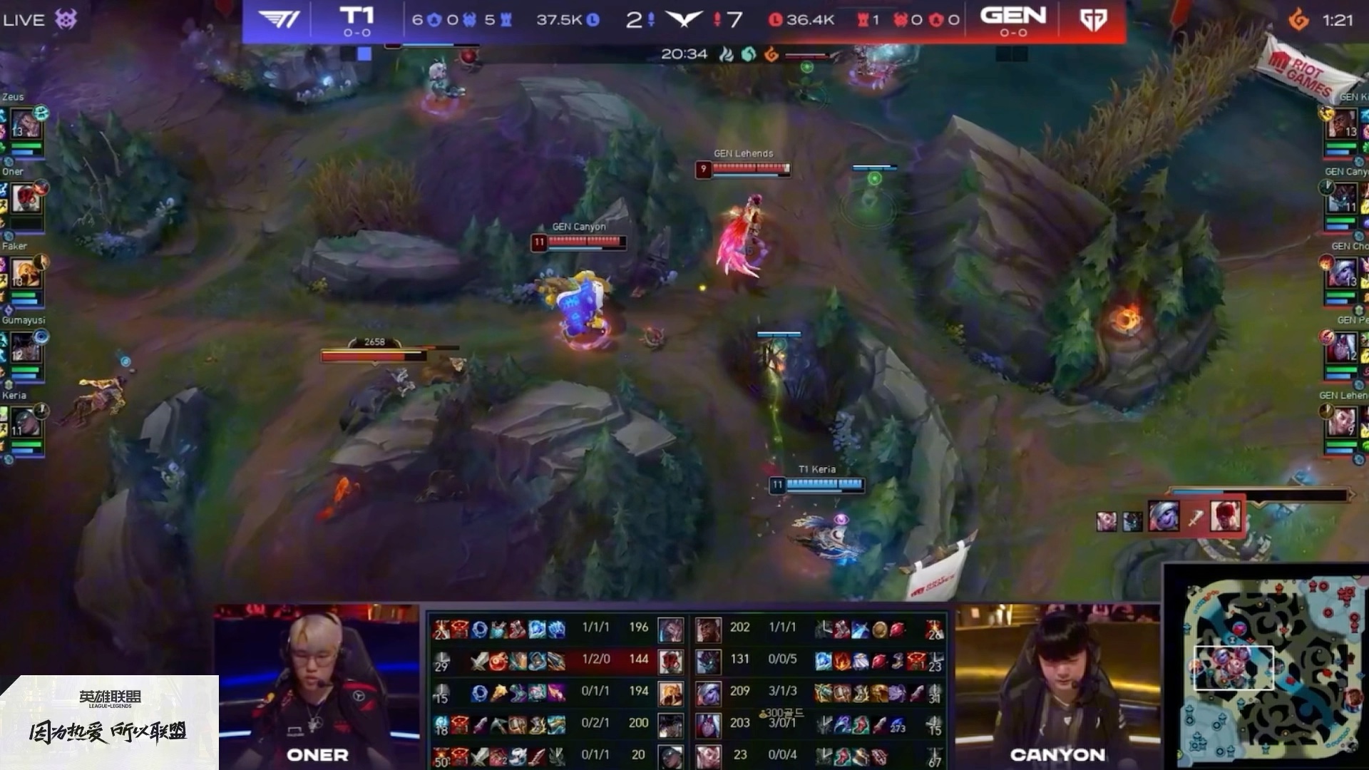 2024LCK春季赛：T1 vs GEN 第二局速看（韩文解说）-LOL黑铁赛事速看-LOL黑铁赛事速看-哔哩哔哩视频