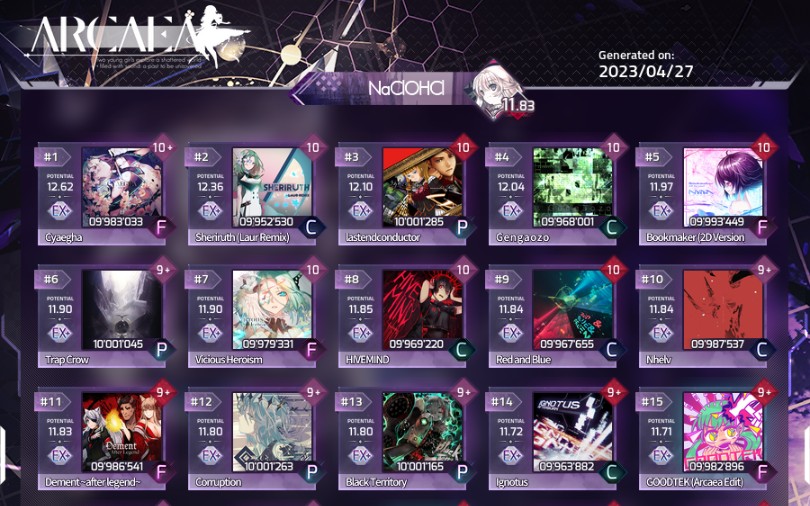 -Arcaea Potential计算器- 介绍与教程 解决b30查分问题