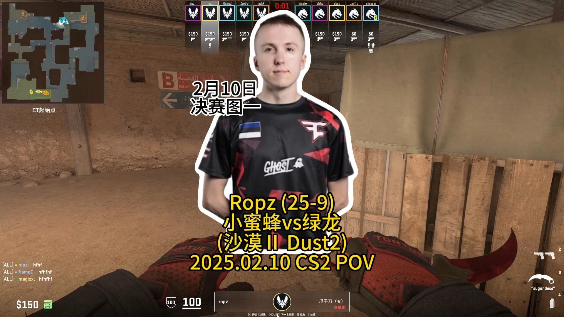 卡托维兹决赛Donk被Ropz打蒙了 图一(沙漠Ⅱ Dust2)(25-9)的Ropz第一视角POV解析-CS2仙鹤-CS2仙鹤-哔哩哔哩视频