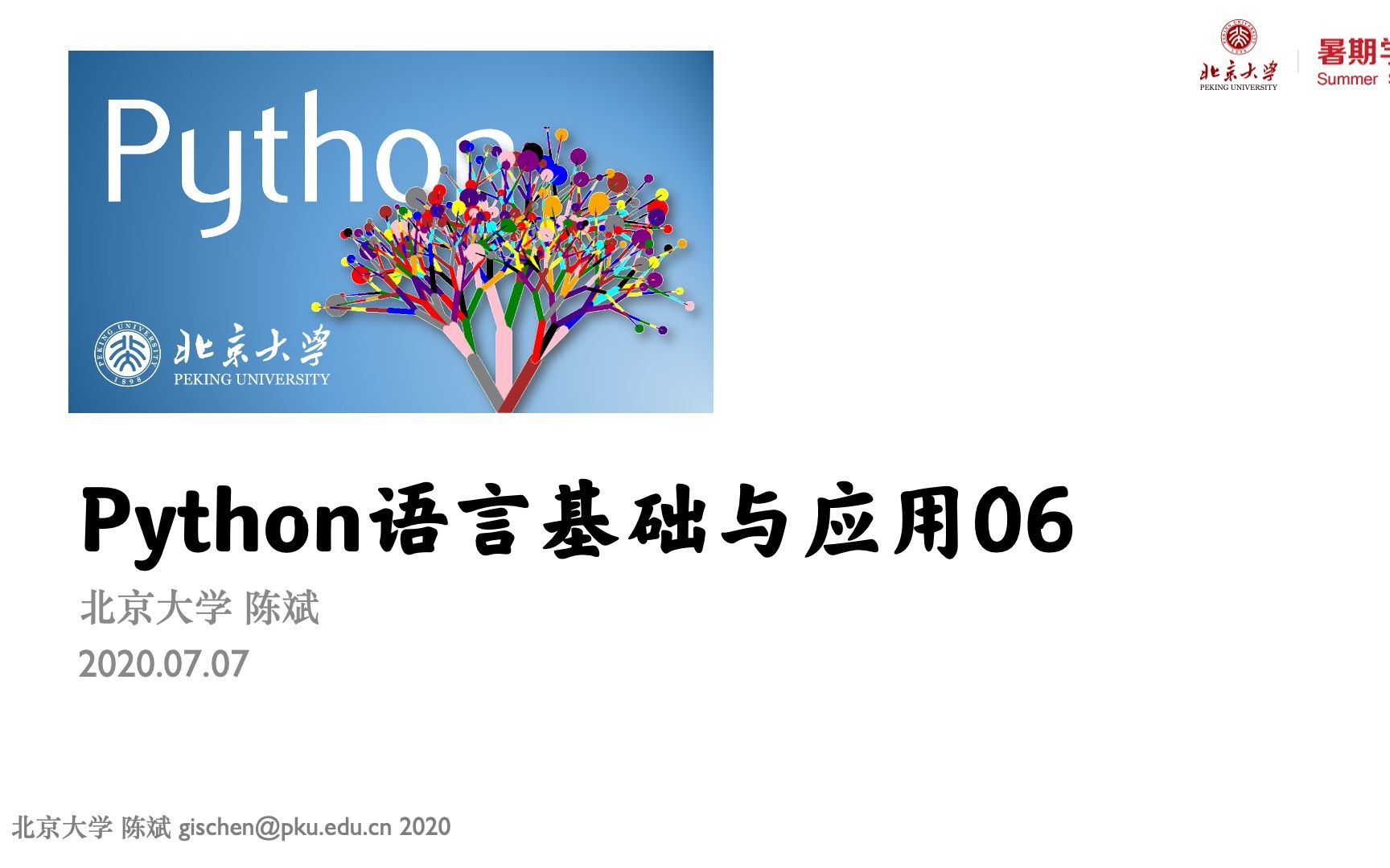 【暑校课】Python语言基础与应用-北京大学-陈斌-Day6_哔哩哔哩_bilibili