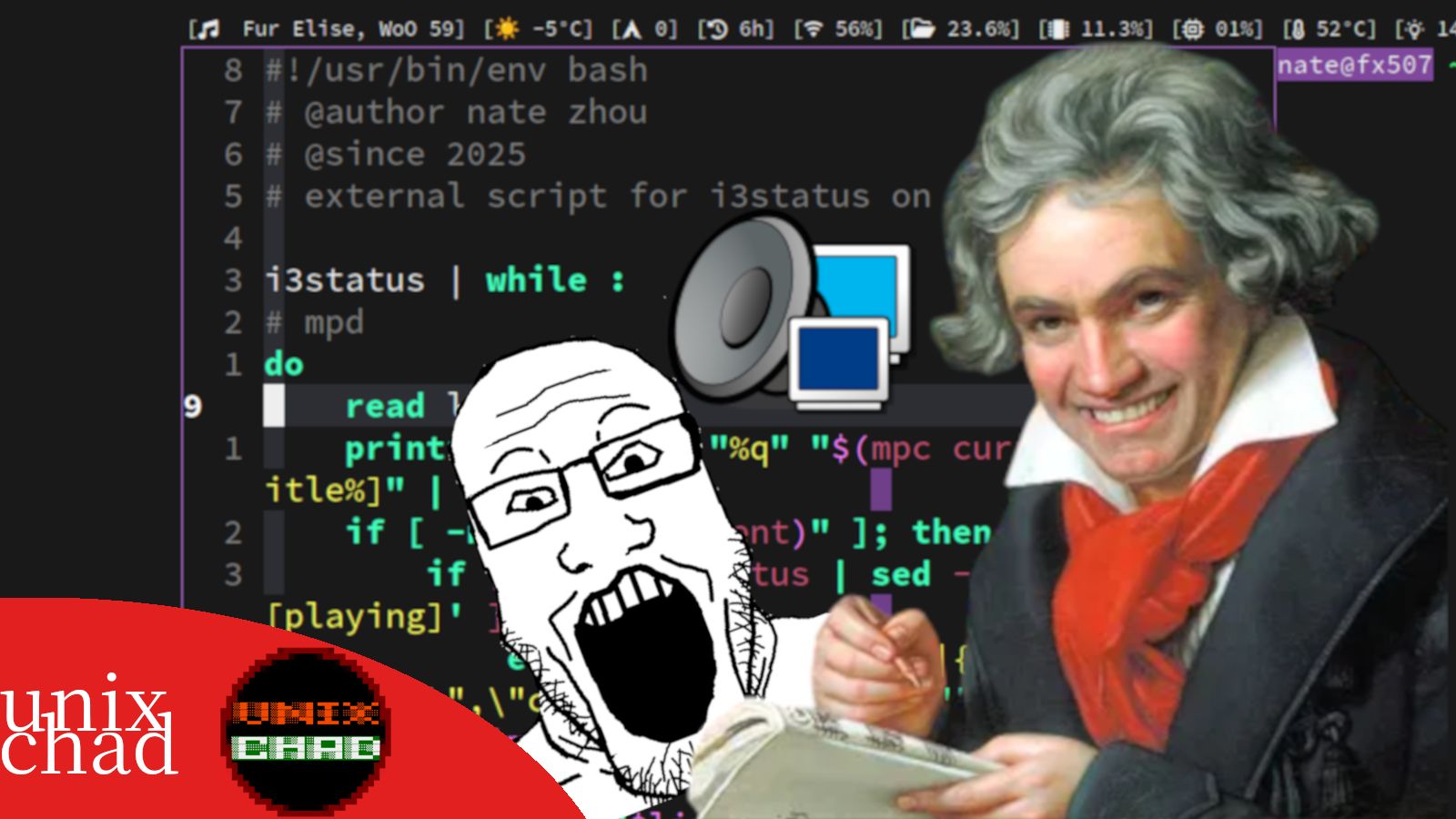 为i3status写一个mpd音乐模组(sway/i3)-unixchad-unixchad-哔哩哔哩视频