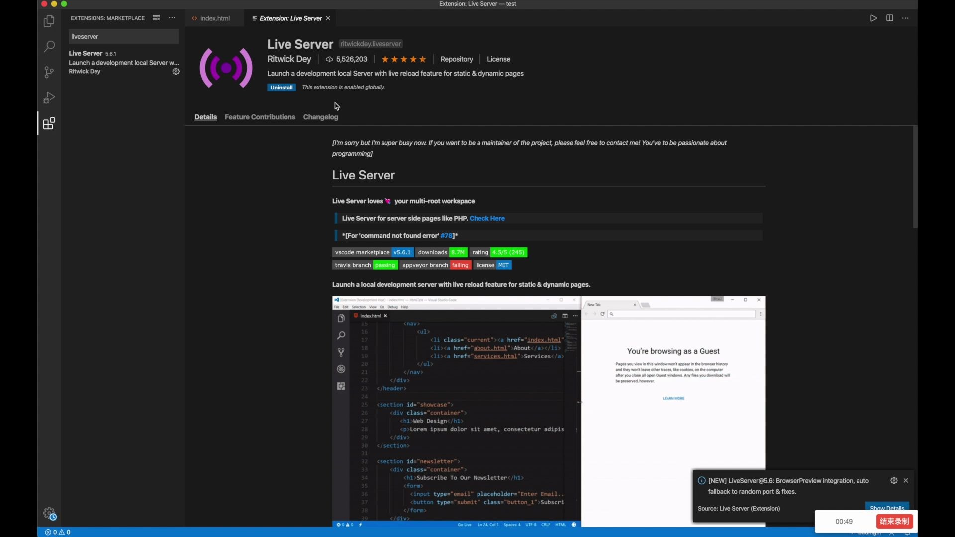 VSCode 插件 Live Server 使用_哔哩哔哩_bilibili