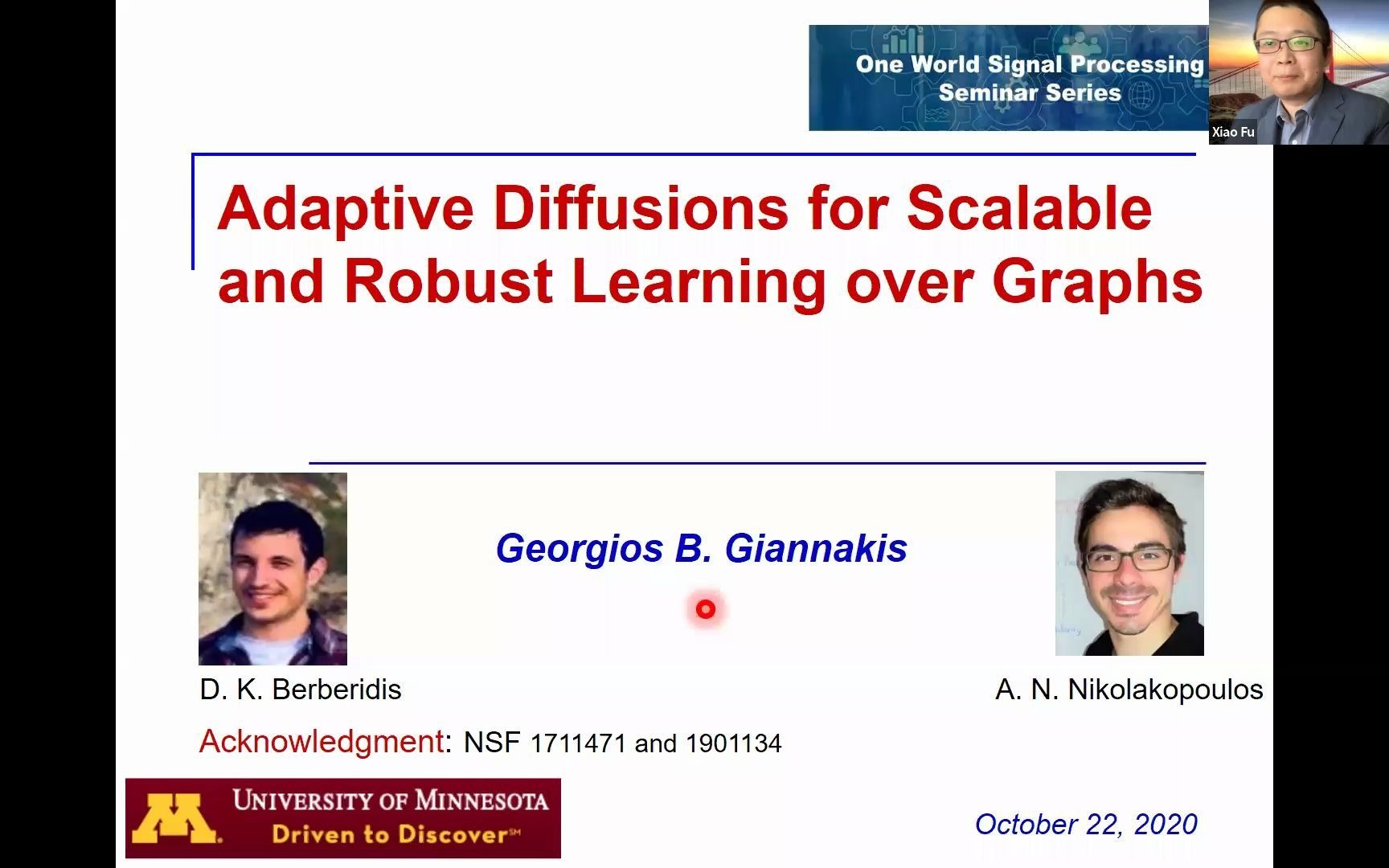 One World Signal Processing Seminar Series - 秋季系列讲座1 - Georgios B. Giannakis教授_哔哩哔哩_bilibili