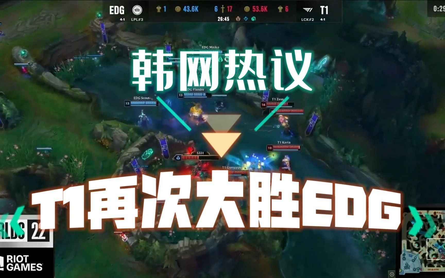 韩网热议： T1打EDG豪取2连胜 估计是有血脉压制_英雄联盟