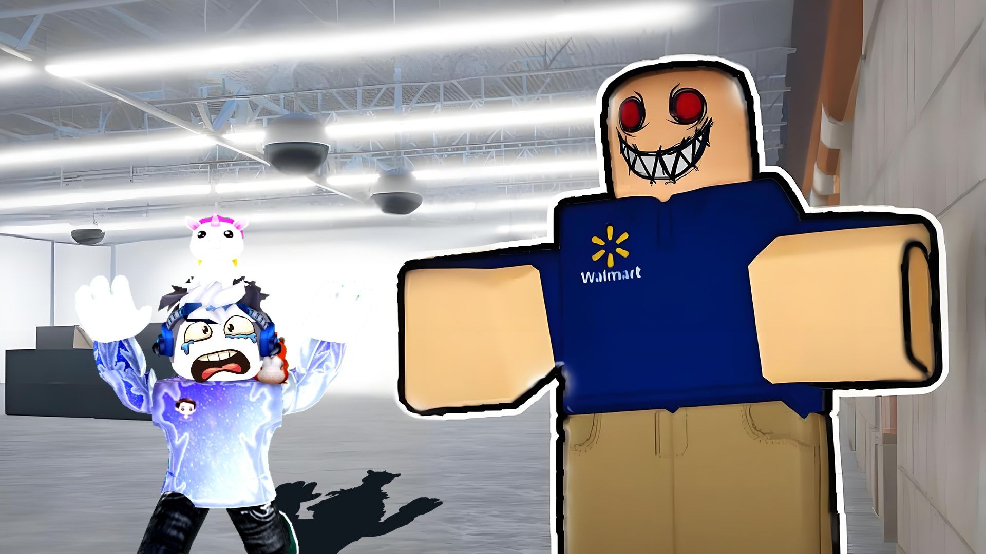 ROBLOX超市求生：午夜时分超市员工全部变成了恶魔！-面面解说实况-面面解说实况-哔哩哔哩视频