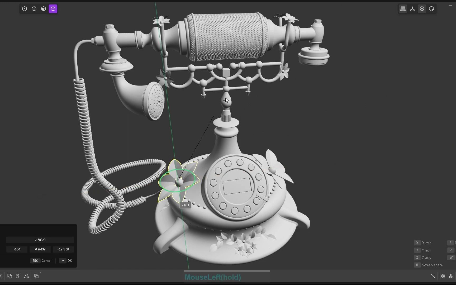 plasticity电话建模教程 Plasticity rotary dial phone