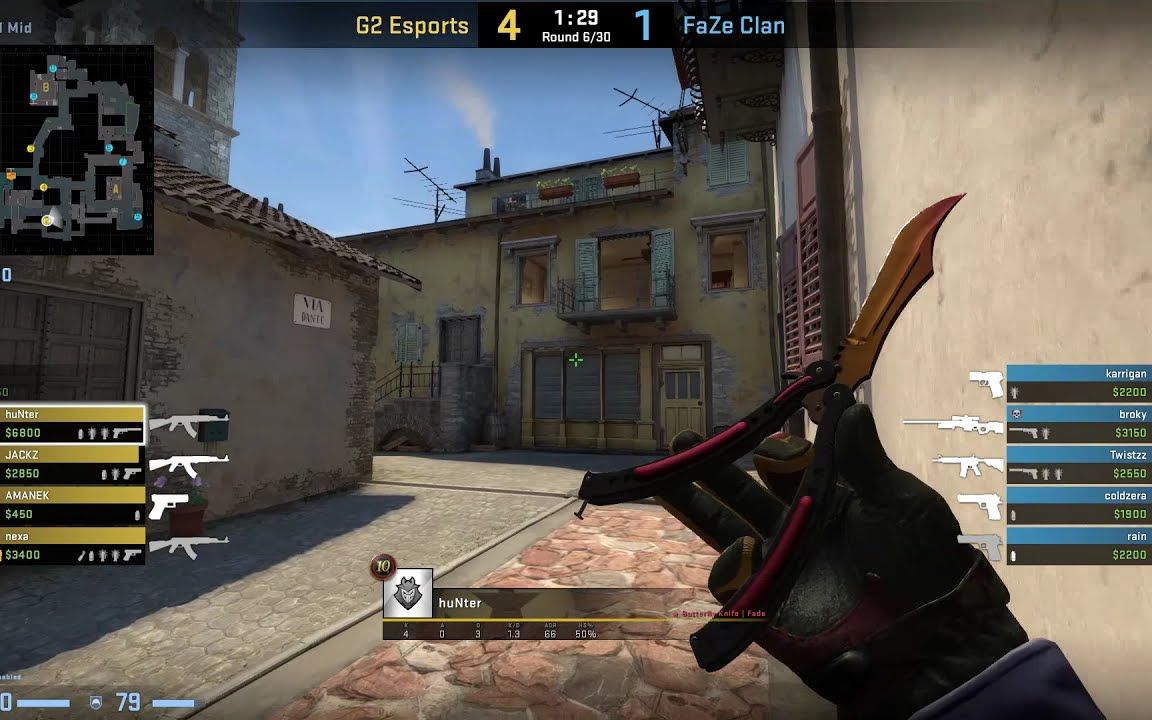 【CSGO】POV G2 huNter (25/12) vs FaZe (de_inferno)_哔哩哔哩_bilibili