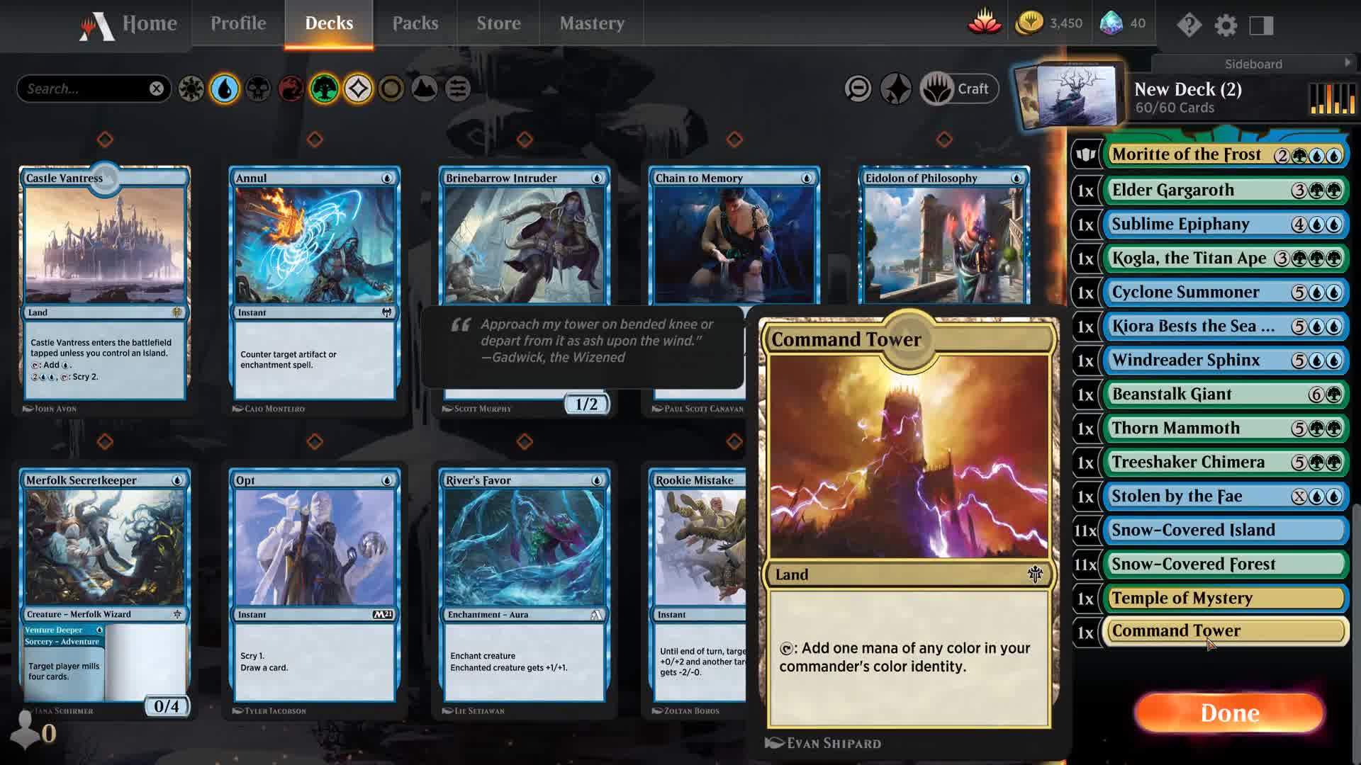【MTGA万智牌竞技场】争锋赛蓝绿指挥官对局讲解_哔哩哔哩_bilibili