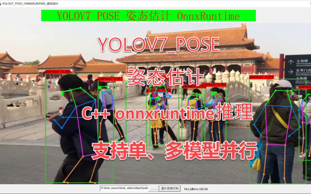 Yolov7pose 姿态估计 Onnxruntime C推理,支持单、多模型并行,推理封装dll,mfc界面调用,单模型推理93ms。哔哩哔哩bilibili