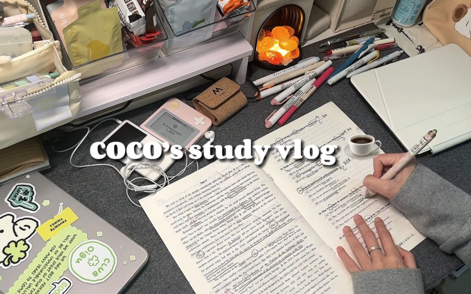 study vlog 丨5:30早起学习•自律上瘾以后做题都开挂了9h高效学习日常口。背单词x600•书法专业课．刷题＋阅读课.1000 题＋听课•书法作业-开心可可包-开心可可包-哔哩哔哩视频