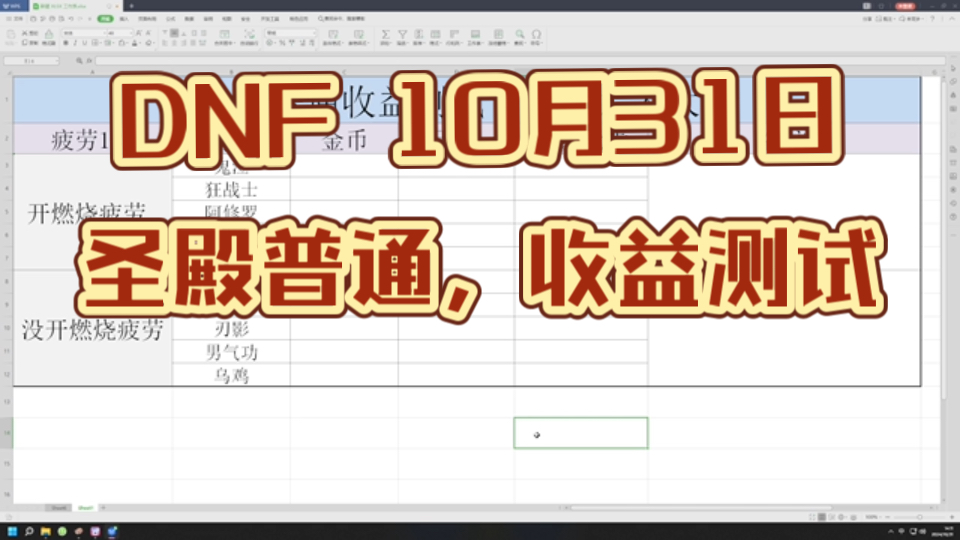 DNF 10.31更新后圣殿普通搬砖收益测试-冬瓜大大大-冬瓜大大大-哔哩哔哩视频