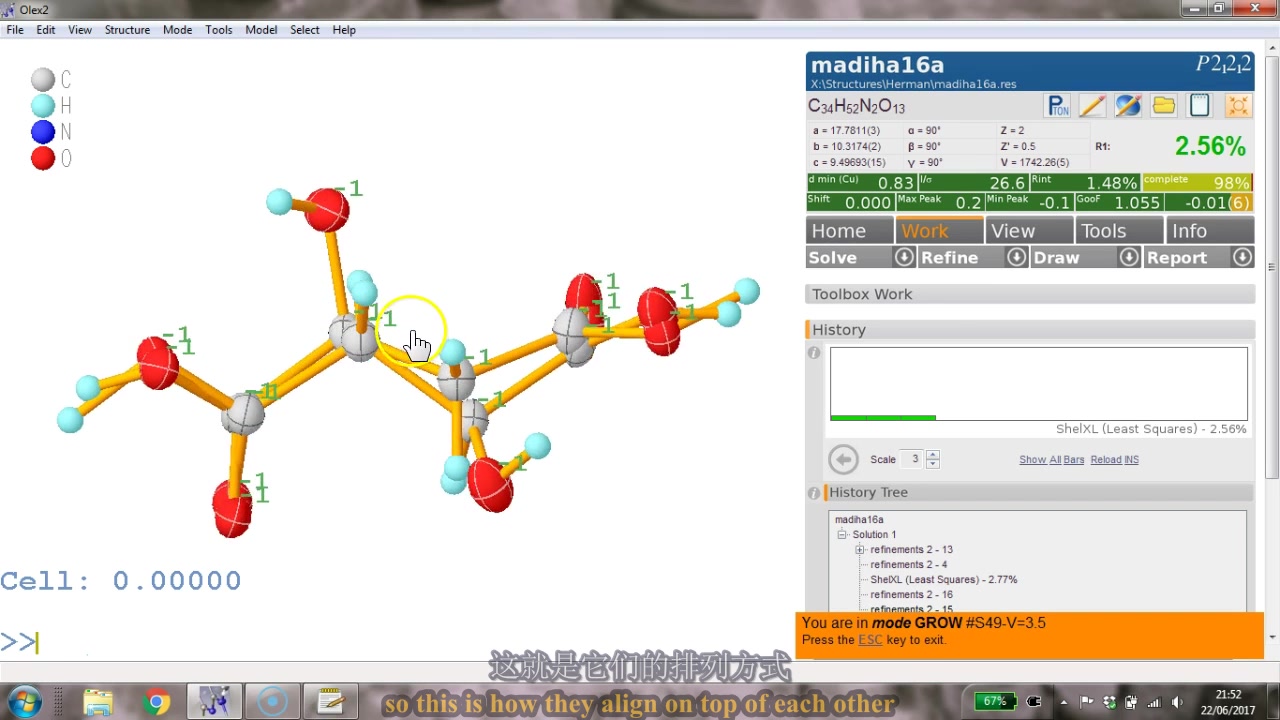 Olex2视频教程——Olex2处理穿过对称元素无序之part -1 -c指令的应用_哔哩哔哩_bilibili