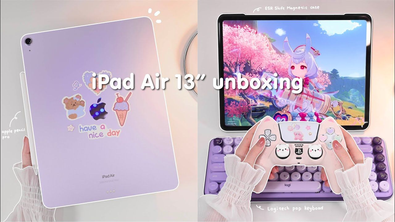 【平板开箱】💜全新 2024 iPad Air 13' 紫色开箱 ‧₊˚ 🍎 iOS18 📦 ESR 配件 | 作者 apple tree girl-bilibili(B站)无水印视频解析 ...