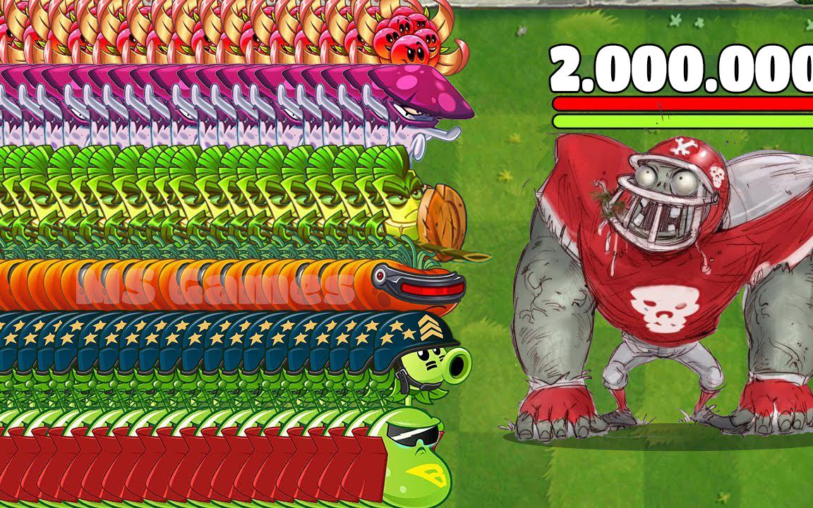 PvZ 2挑战 - 超级全明星僵尸200万血量 对抗超级植物100级-MSGames-MSGames-哔哩哔哩视频