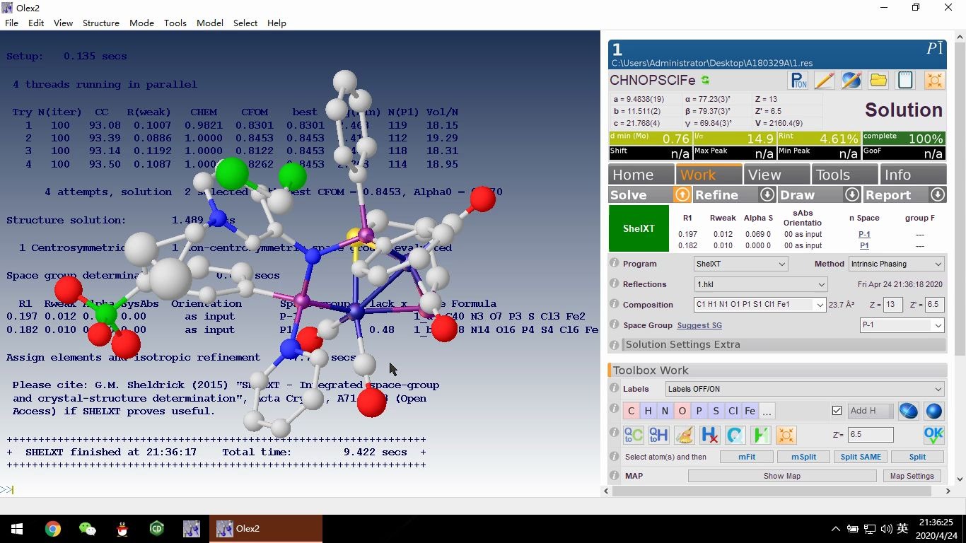 Olex2晶体解析与精修实例36_哔哩哔哩_bilibili