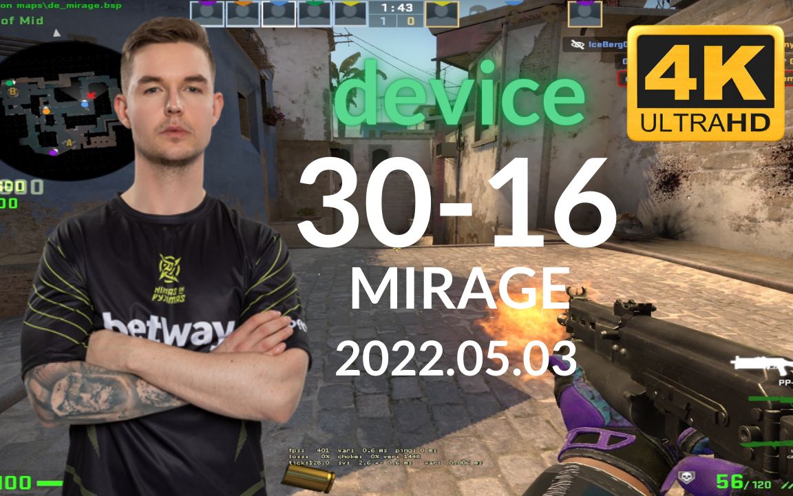 阿汤哥device(30-16) (MIRAGE) @FACEIT天梯 2022.05.03_哔哩哔哩bilibili_CSGO_第一视角