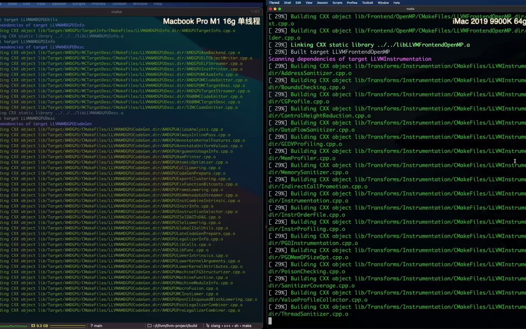 MacBook pro M1 LLVM 编译速度对比9900K，究竟多么不讲武德！！反复鞭尸intel？？_哔哩哔哩_bilibili