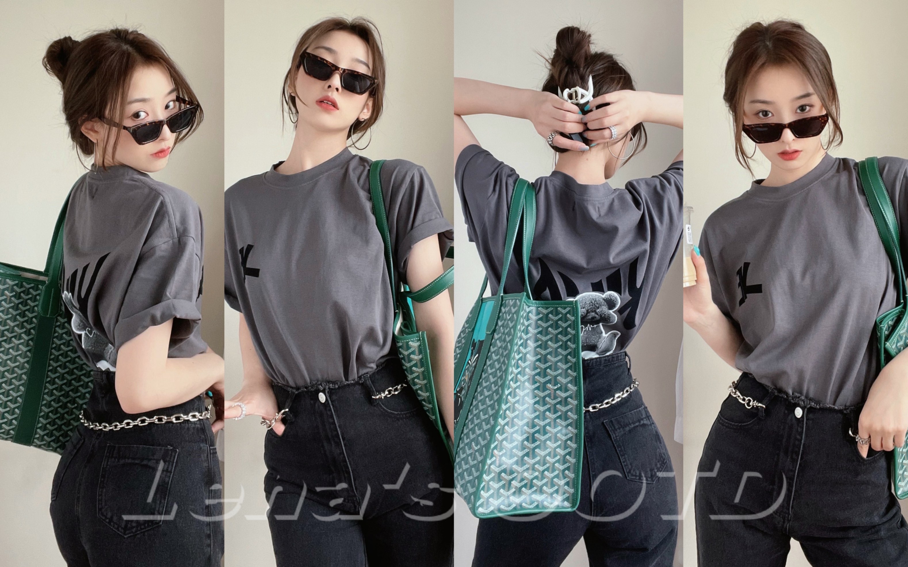 【Lena】ootd｜170/51保守系欧美超模辣妹风｜普通体恤和牛仔裤如何穿出肯豆出街的感觉_哔哩哔哩_bilibili