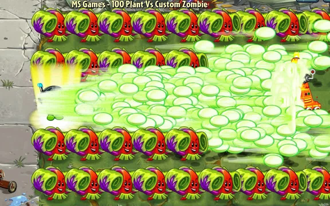 PvZ 2 100颗植物 - 每个免费和高级植物满级 对抗自定义机器人桶头僵尸15级-MSGames-MSGames-哔哩哔哩视频