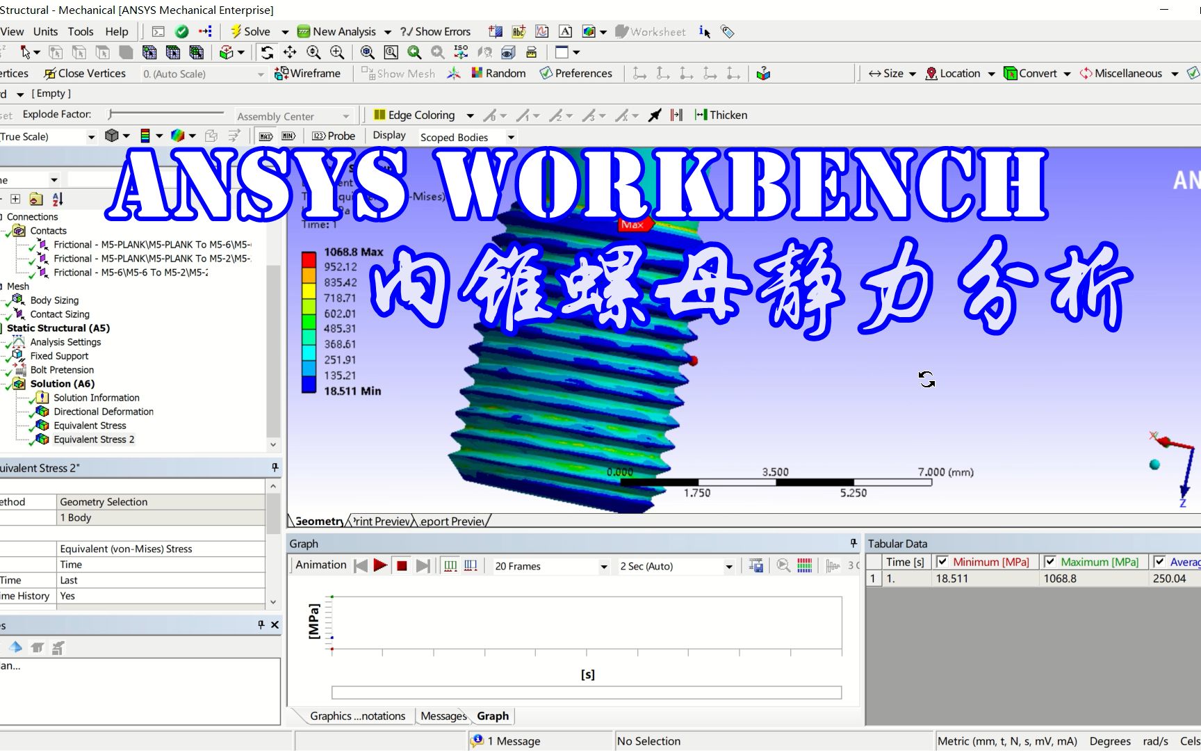 【静力分析】Ansys WorkBench “等强度”螺纹联接之内锥螺母静力分析_哔哩哔哩_bilibili