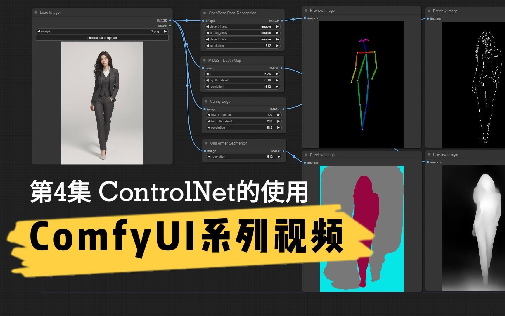 Stable Diffusion | ComfyUI系列视频第4集：如何在ComfyUI中使用ControlNet-冬去FPV-AIGC-哔哩哔哩视频