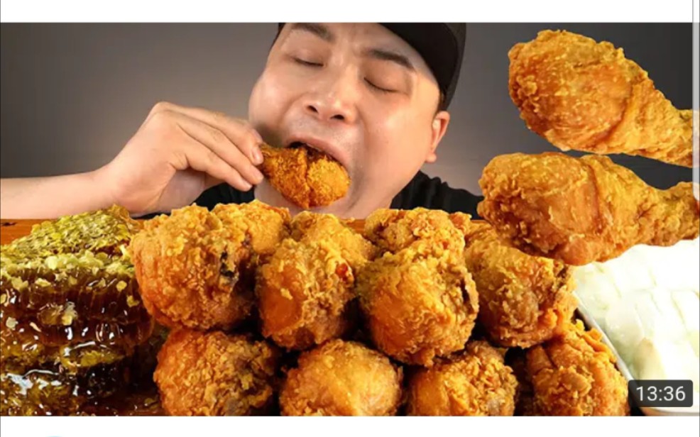 【ddeonggae】香脆炸鸡腿 蜂巢蜂蜜 芝士 咀嚼声_哔哩哔哩_bilibili