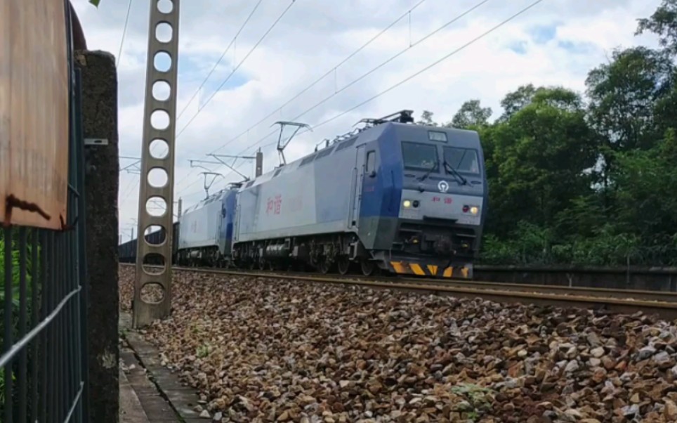 【136+333】双机HXD1B牵引敞车通过_哔哩哔哩_bilibili