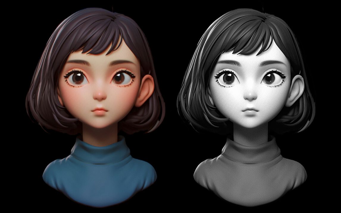 【zbrush雕刻】从球开始，卡通小女孩半身雕刻全过程，2小时学会人物建模-3d建模系统课程-3d建模系统课程-哔哩哔哩视频