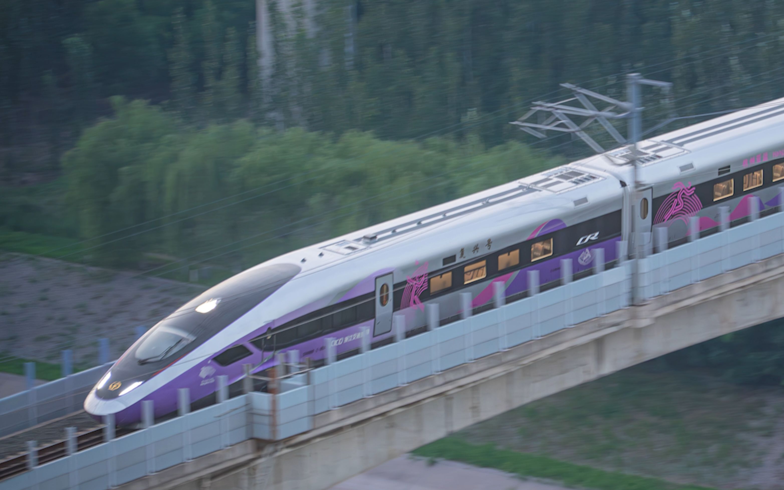 难得的审美在线 杭州亚运会涂装智能动车组列车CR400BF-Z-0524自走回送接近天津站