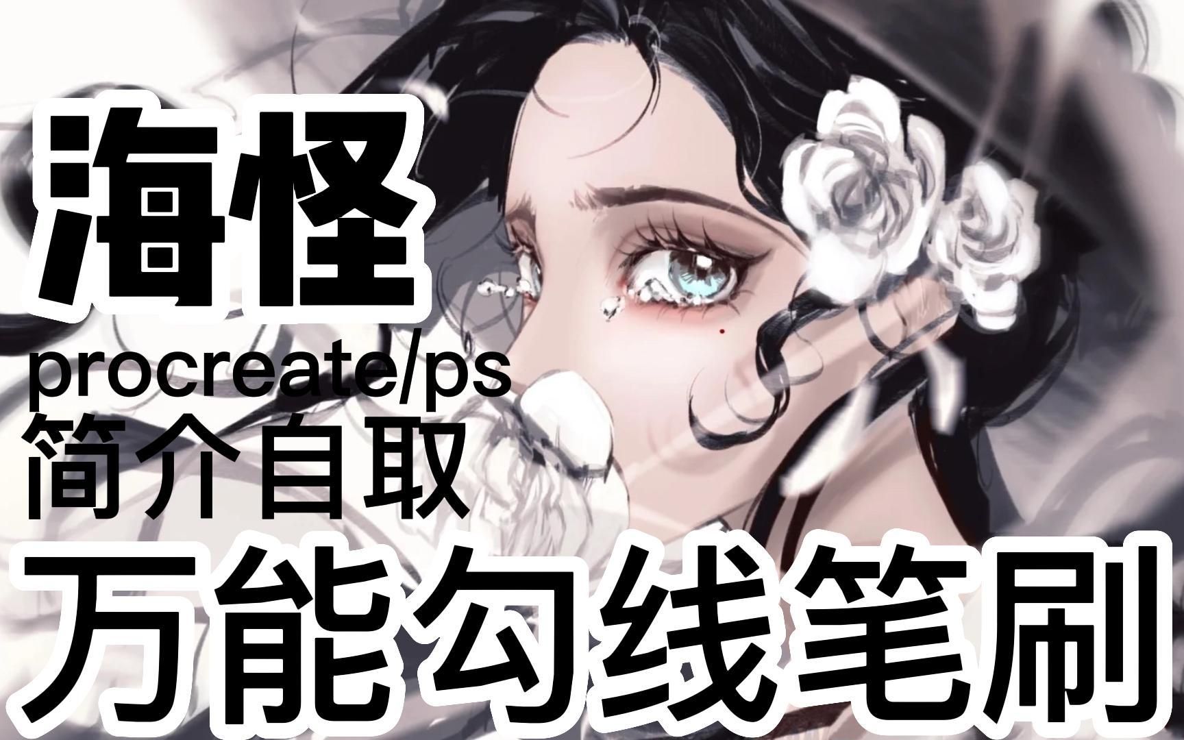 不取消简介自取【ps&procreate海怪万能勾线笔刷+水墨勾线笔刷】顺滑万能_哔哩哔哩_bilibili
