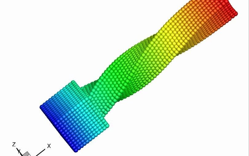 弹性悬臂梁的扭曲过程(SPHinXsys)_哔哩哔哩_bilibili