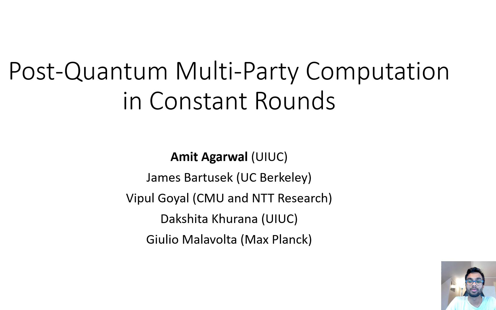 [EUROCRYPT 2021] - Post-Quantum Multi-Party Computation_哔哩哔哩_bilibili