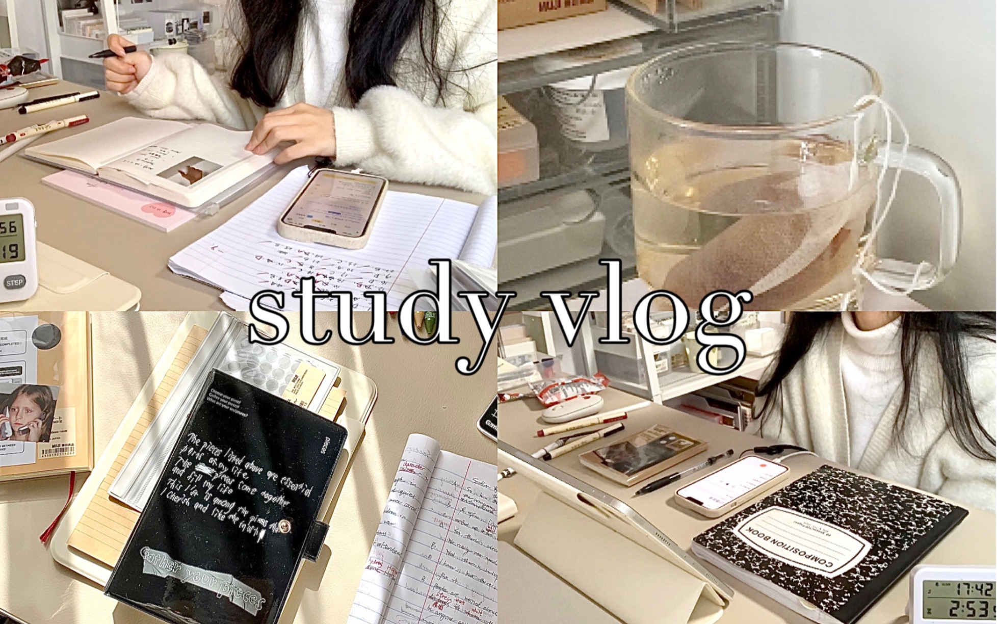 study vlog 55｜8h学习肝到凌晨｜很喜欢在凌晨学习，有一种不顾发际线死活的美 study with me-myvivi_-myvivi_-哔哩哔哩视频