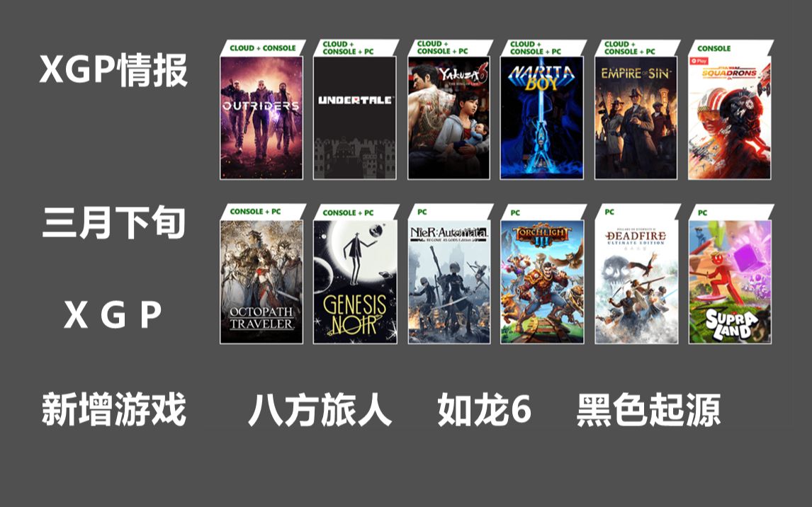 【XGP情报】3月下旬XGP新增游戏一览 八方旅人 如龙6 黑色起源等游戏发售即加入微软西瓜皮阵容_哔哩哔哩_bilibili