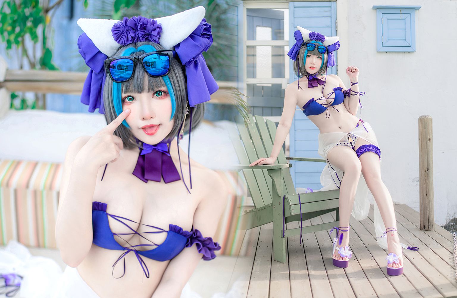 亲爱的 ️这个夏天来和大猫猫头一起去玩水吧 ️【4K泳装COS】-吖静sizu222-吖静sizu222-哔哩哔哩视频