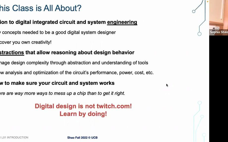 EECS151_251A, Fall 2022_ Lecture 1 Introduction-在写码的gpt-在写码的gpt-哔哩哔哩视频