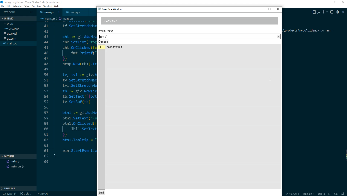go语言GUI框架gogi学习1.演示介绍