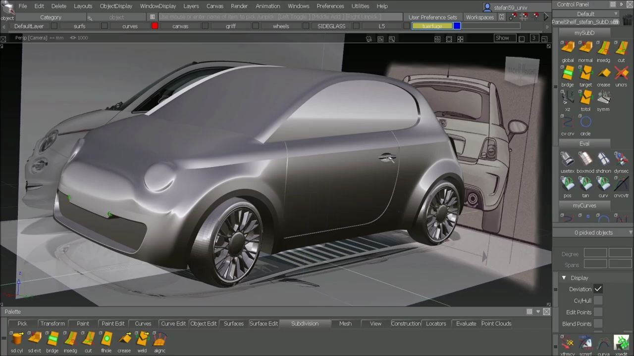 Alias 2020 SubD Modeling Fiat500 -part1_哔哩哔哩 (゜-゜)つロ 干杯~-bilibili