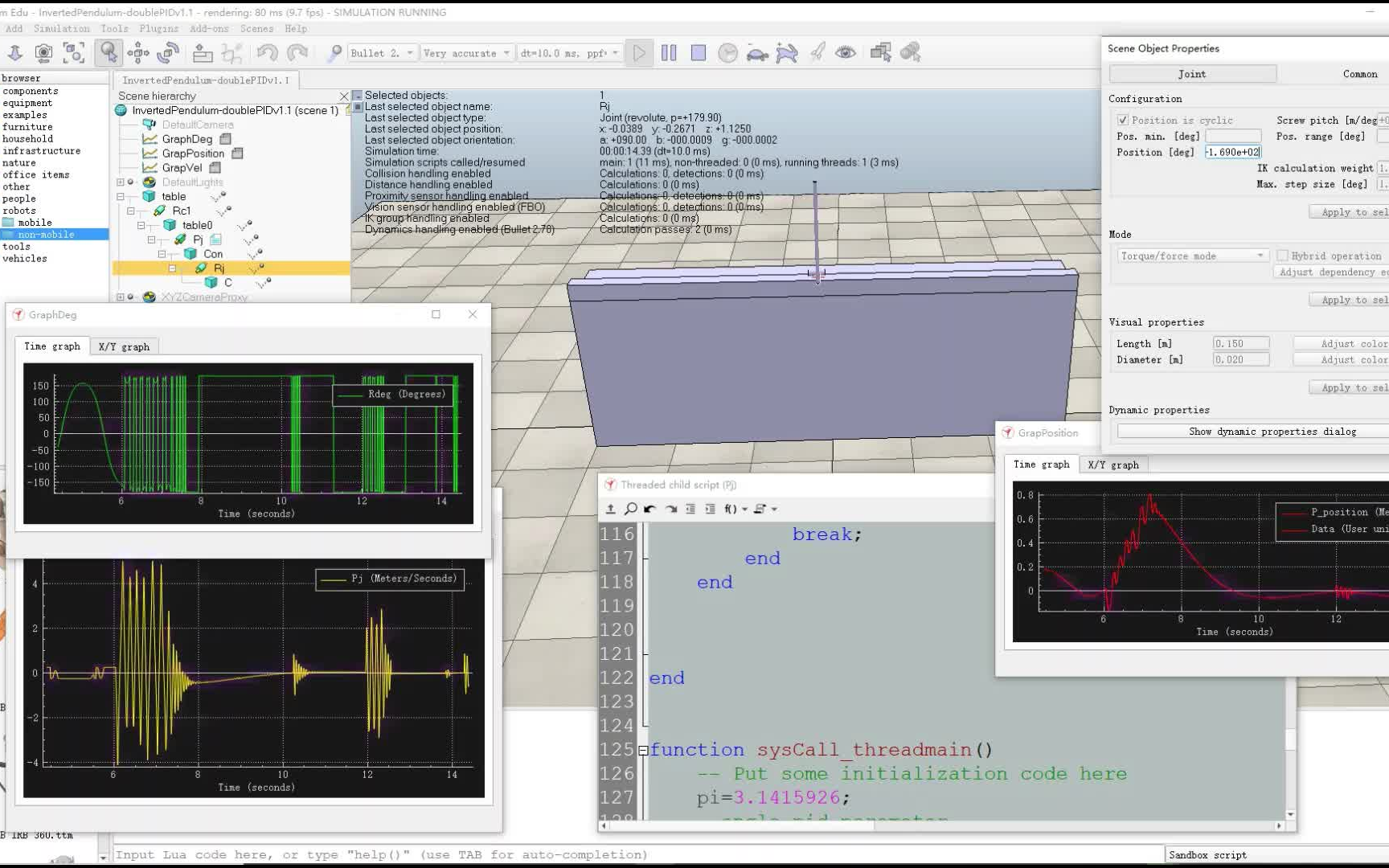 VREP仿真之直线型一阶倒立摆:起摆与稳摆_哔哩哔哩_bilibili