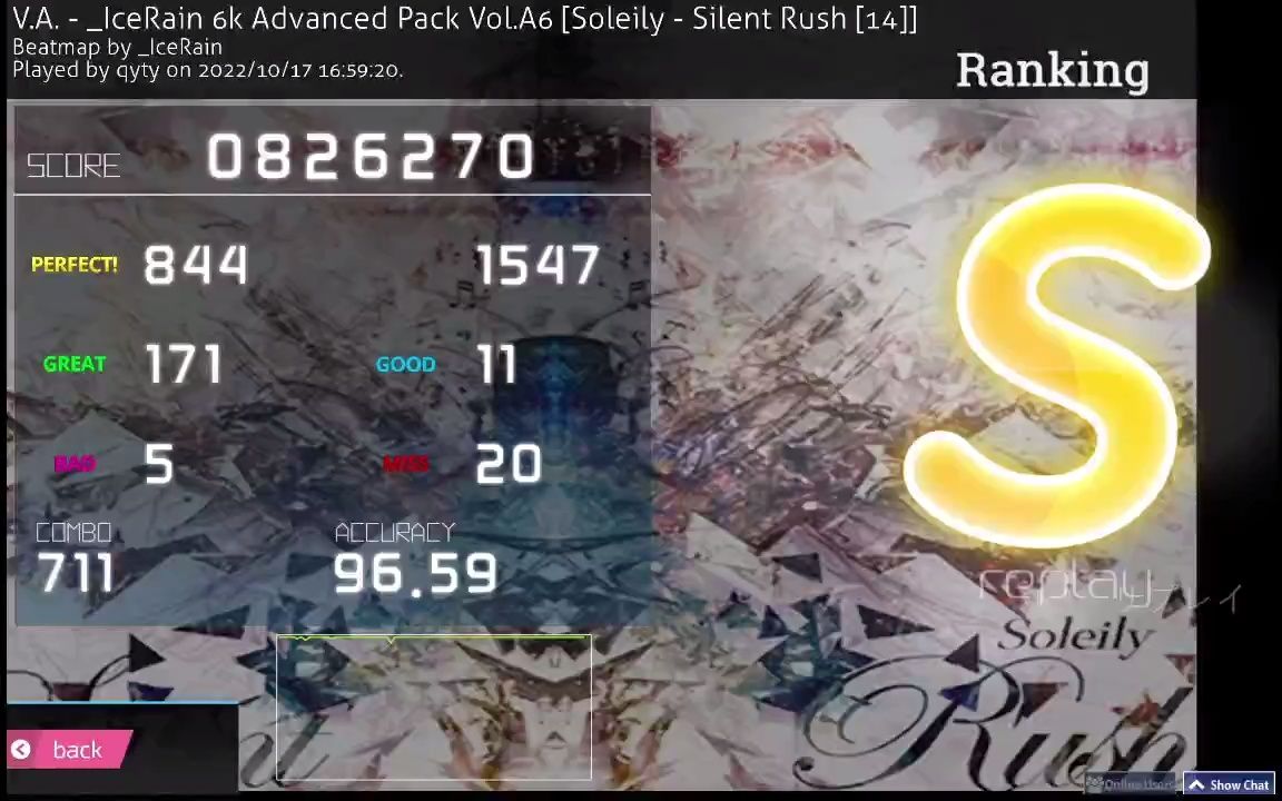 osu mania 6k【silent rush】 acc96.59%