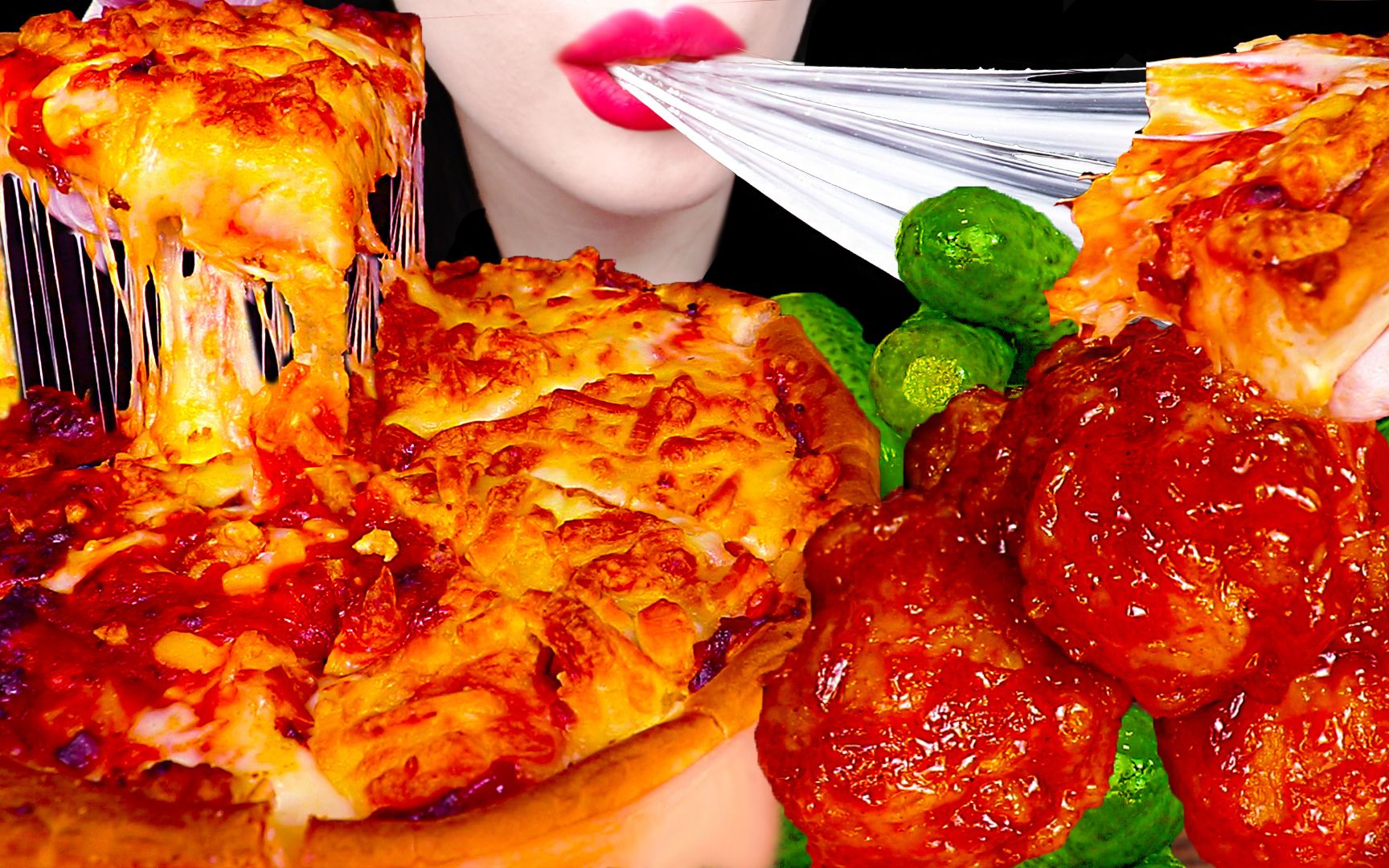 Jane ASMR PIZZA, FRIED CHICKEN EATING - 视频下载 Video Downloader