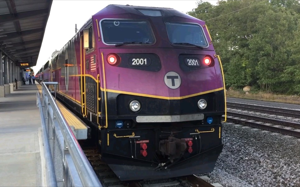 [美國鐵路]MBTA通勤鐵路MPI HSP46型2001號從Wickford Junction車站出發_哔哩哔哩_bilibili