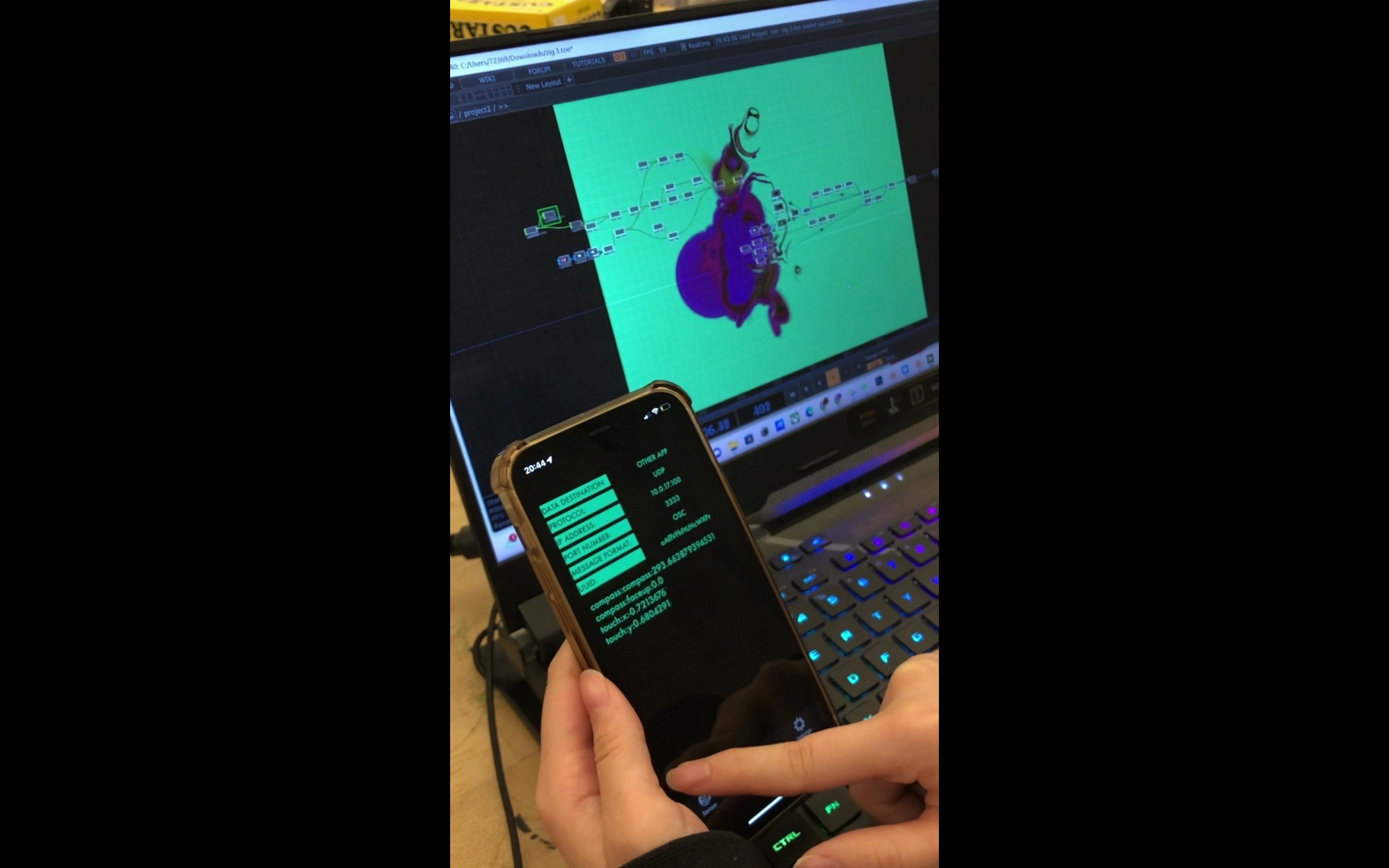 手机控制Touch Designer! ZigSim普通版就可以做到人机互动啦!-kingsanpon-touch designer-哔哩哔哩视频