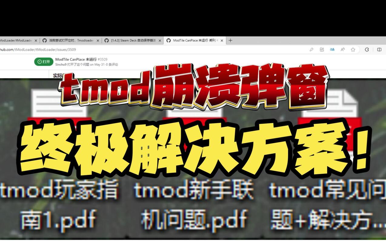 【最后一期】如何自己解决tmod遇到的各种崩溃问题？-github论坛！ - 哔哩哔哩