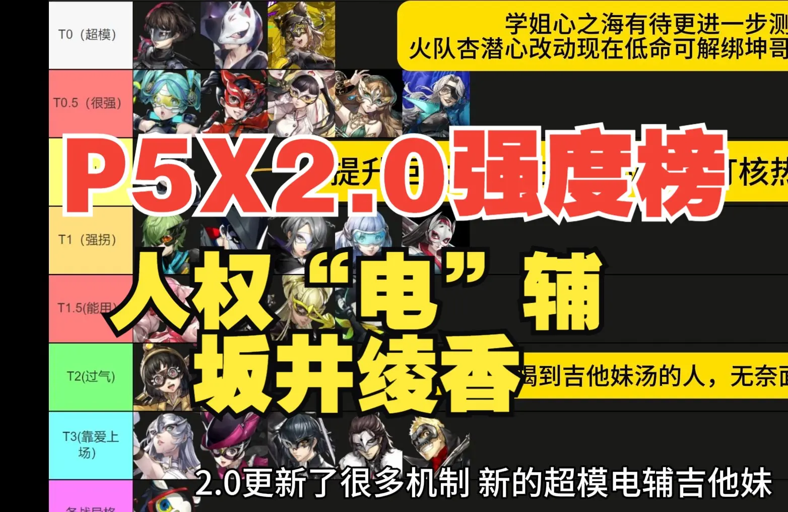 【P5X】2.0版本强度榜，坂井绫香人权级辅助_哔哩哔哩bilibili